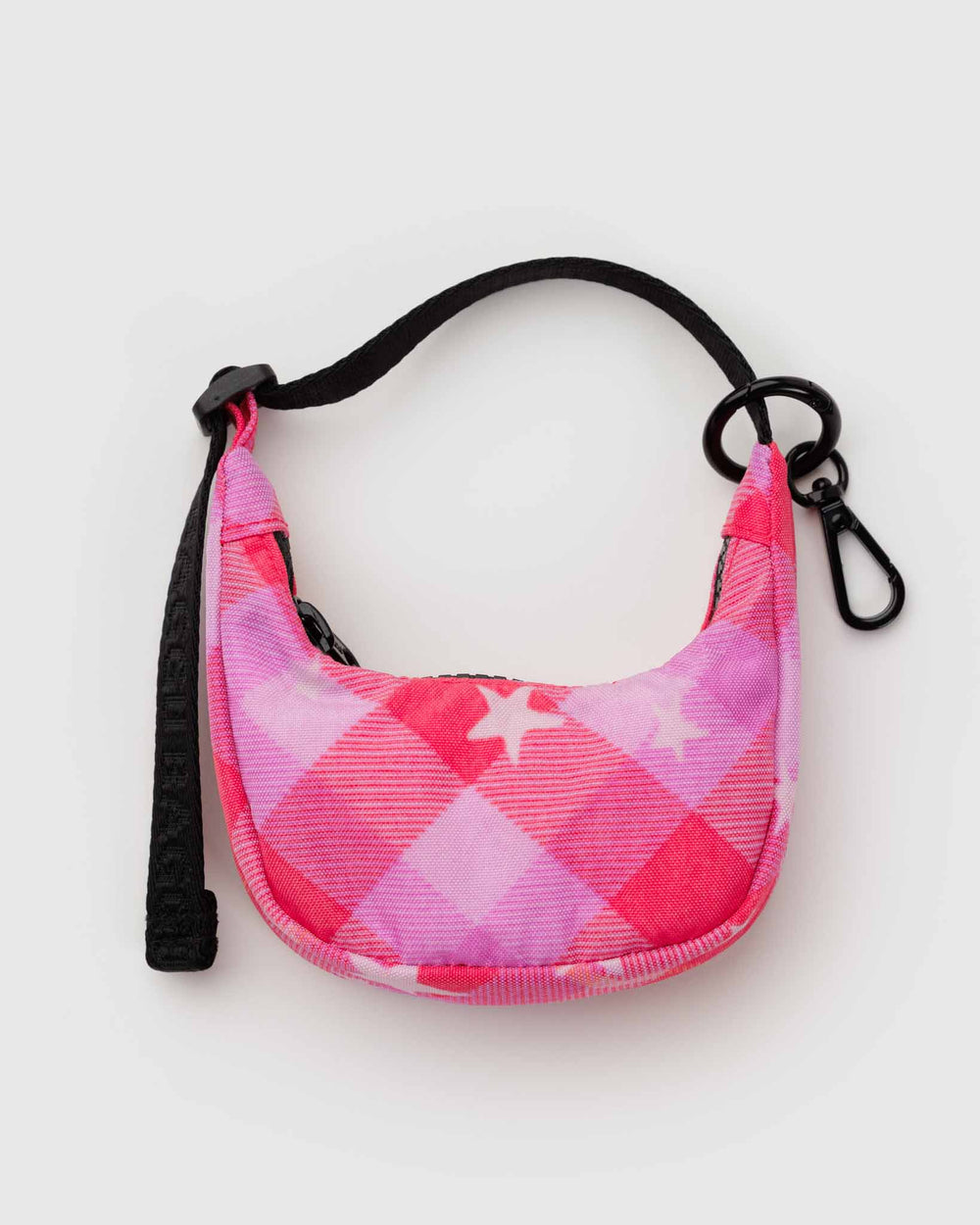 Pink Star Plaid Crescent Bag Charm BAGGU